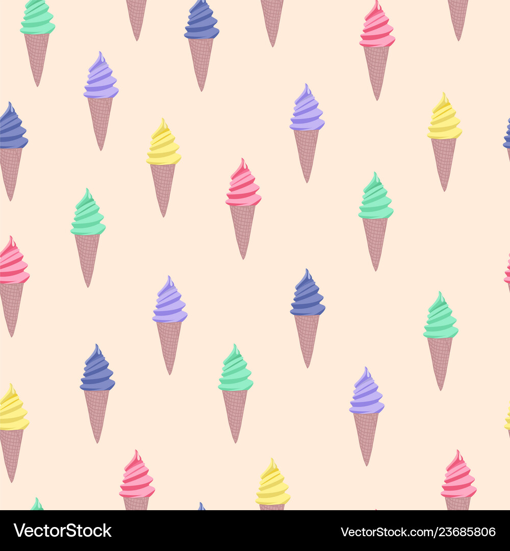 Cute Ice Cream Pattern Ice Cream Seamless Pattern. Cartoon Cute Style.