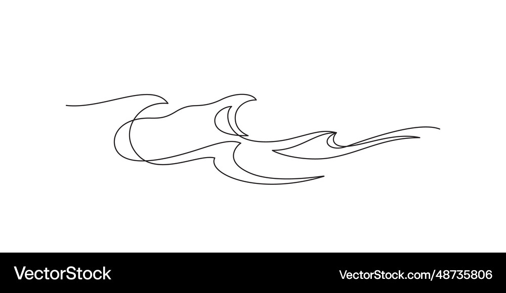 Sea wave water one line minimalist style thin Vector Image