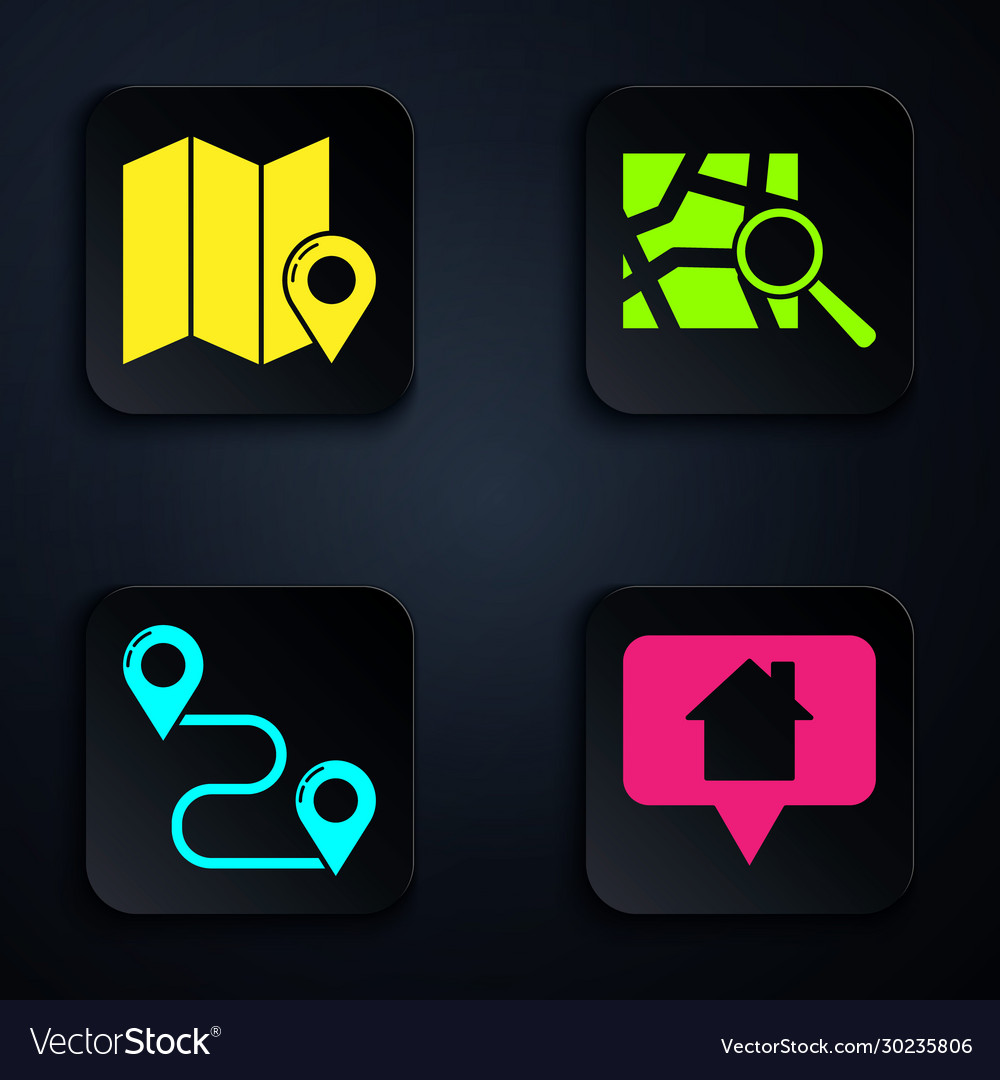 Set map pointer with house folded map Royalty Free Vector