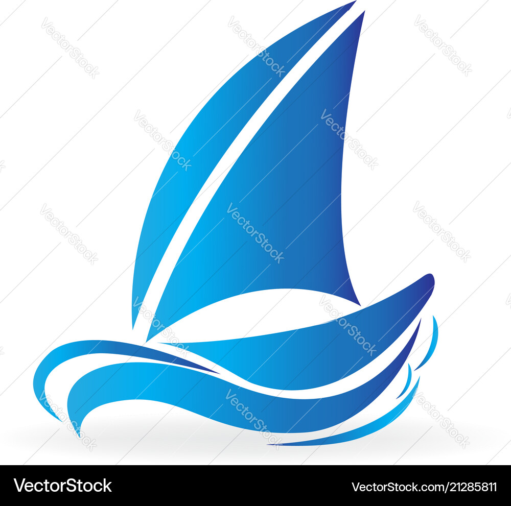 Blue boat in sea icon Royalty Free Vector Image