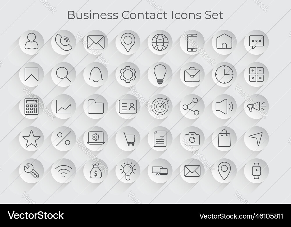 Business icon set web icon set contact icon set Vector Image