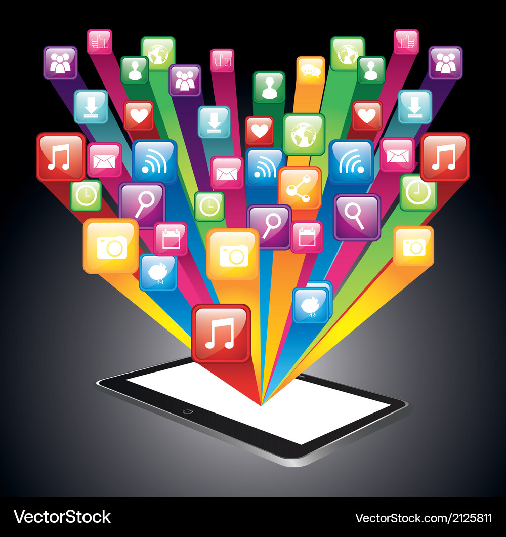 Colorful app store with cellphone Royalty Free Vector Image