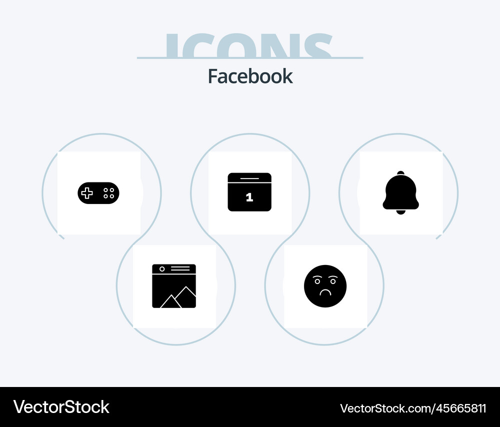 Facebook glyph icon pack 5 icon design bell day Vector Image