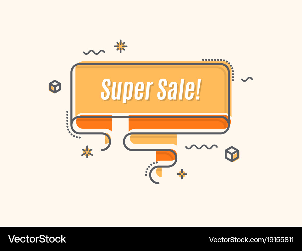 Flat linear promotion ribbon banner scroll price Vector Image