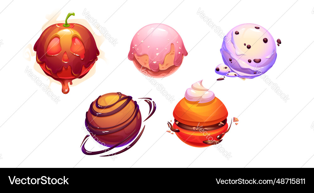 Halloween pumpkin planet for space game world Vector Image
