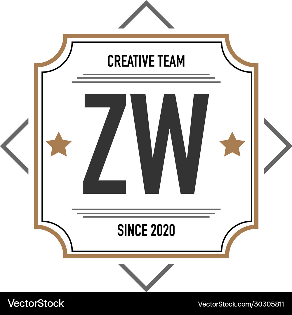 Initial letter zw in elegance box logo design Vector Image