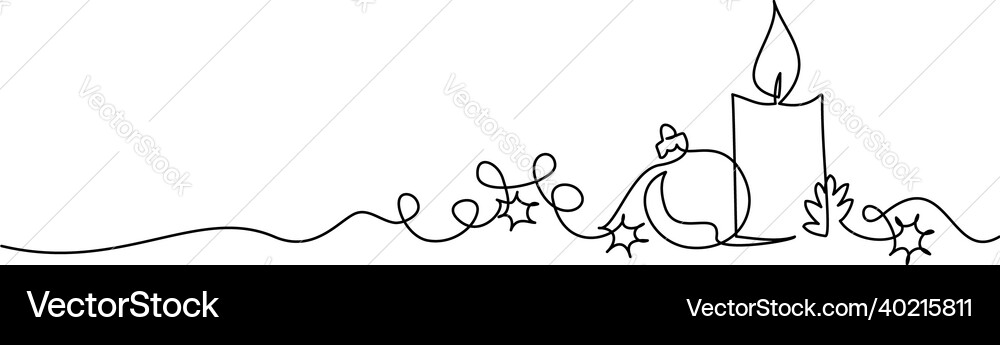 Merry christmas decoration continuous one line Vector Image