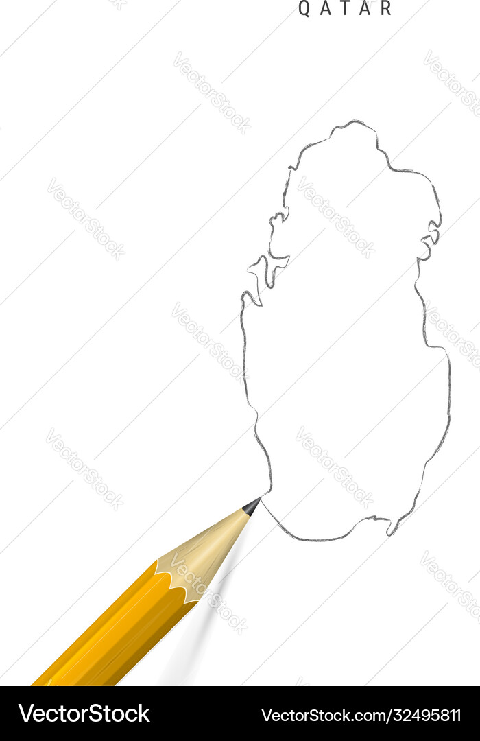 Qatar freehand sketch outline map isolated Vector Image