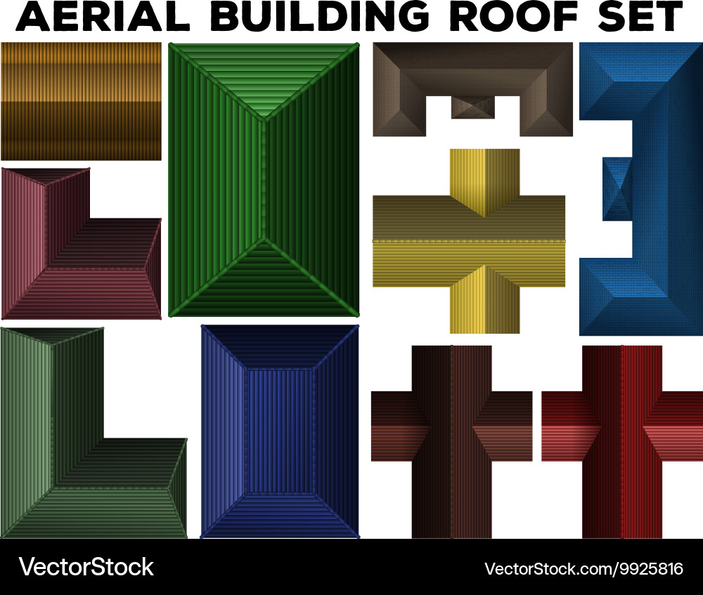 Aerial building roof set Royalty Free Vector Image