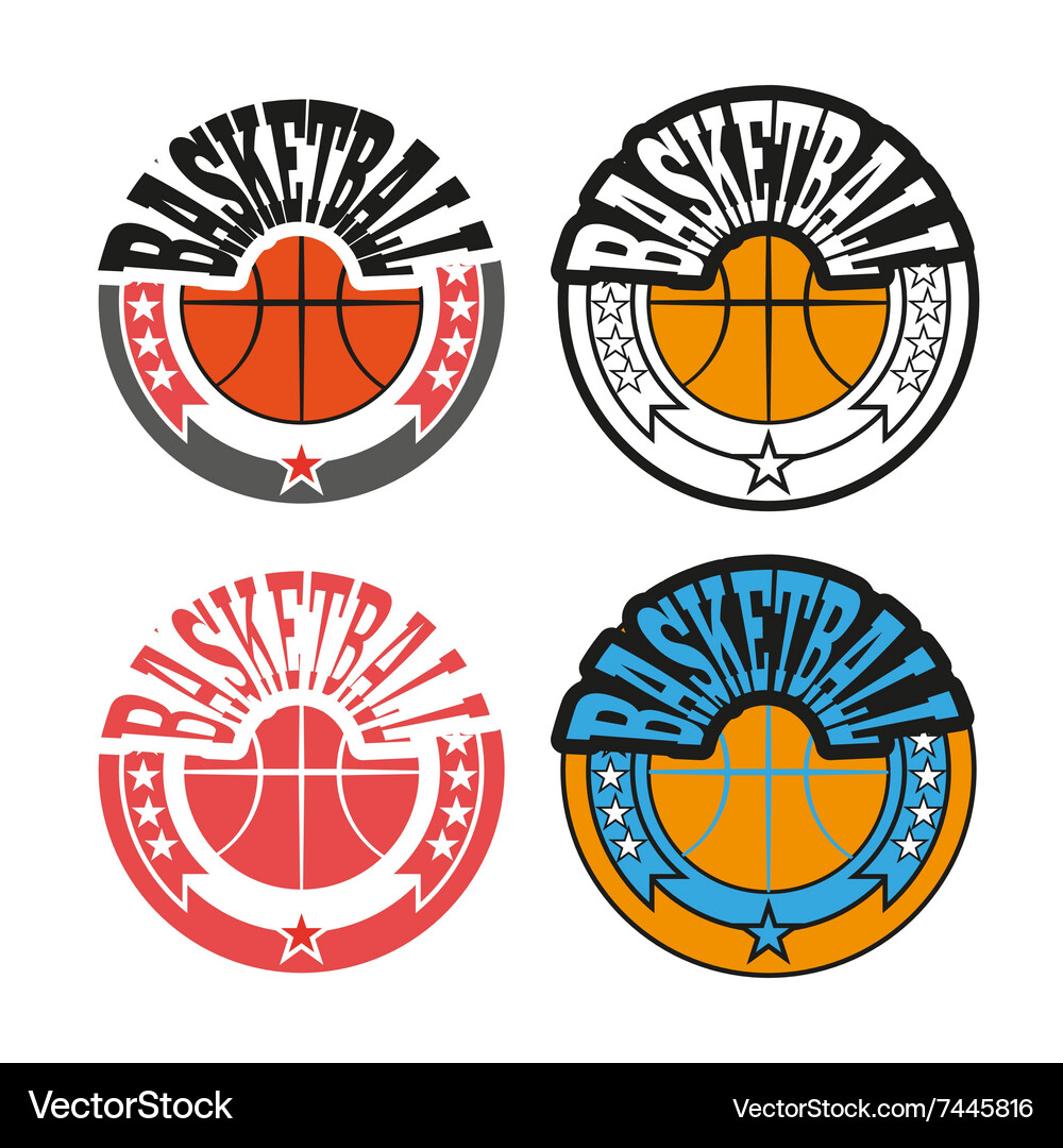 Basketball Badges with Stars Royalty Free Vector Image