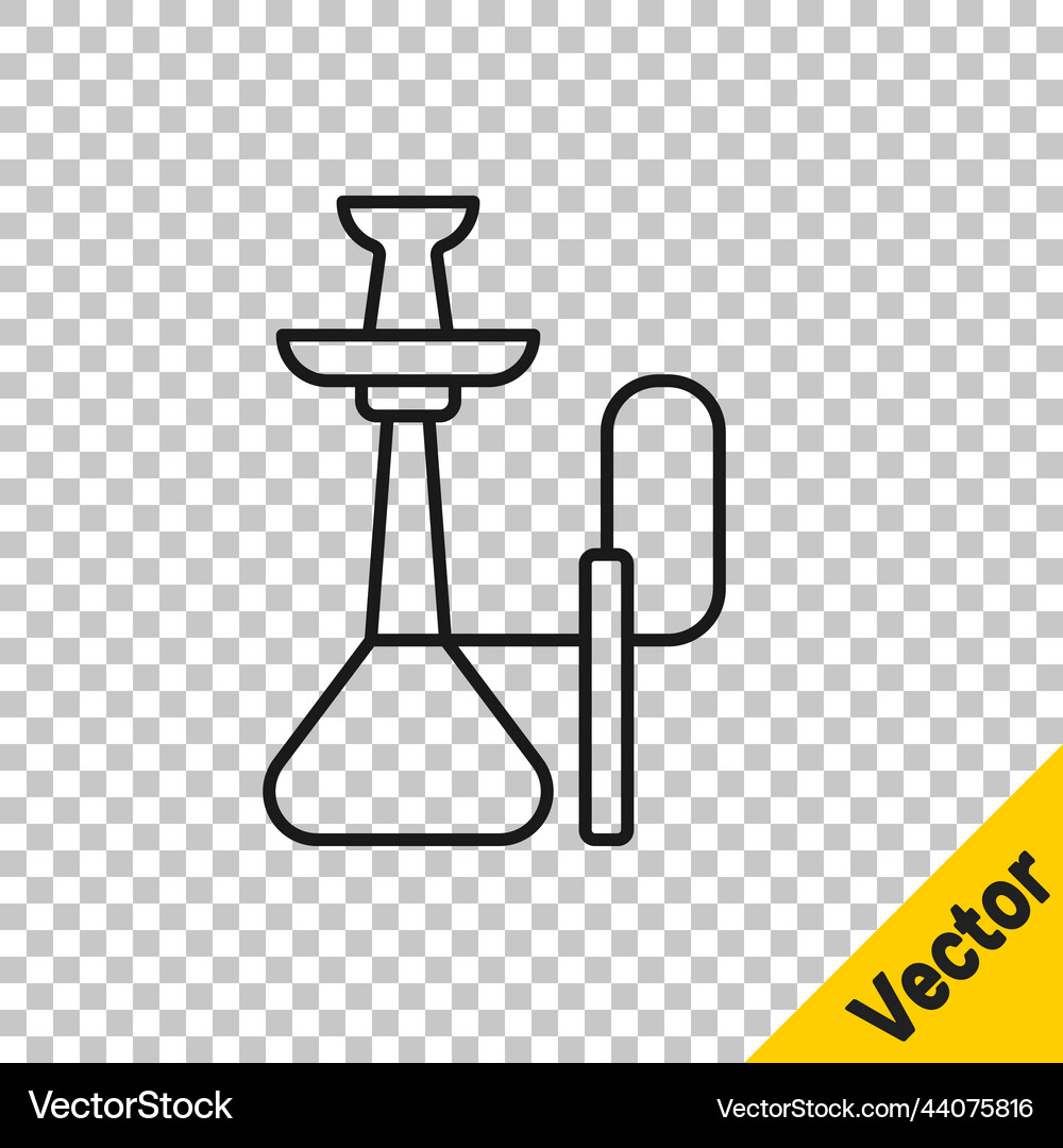 Black line hookah icon isolated on transparent Vector Image
