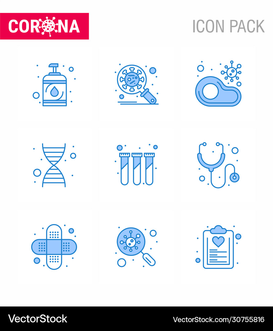 Coronavirus prevention 25 icon set blue genome Vector Image