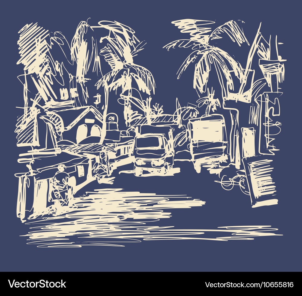 Digital drawing india goa calangute baga Vector Image