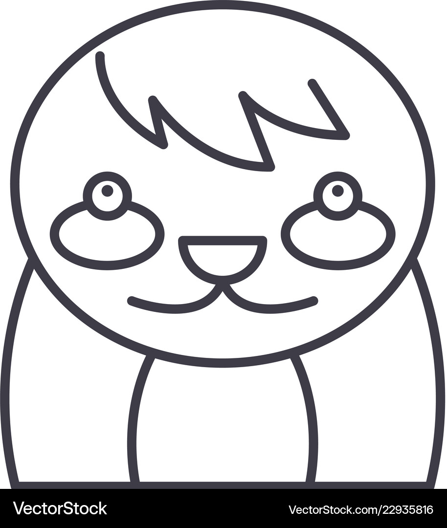 Funny badger line icon concept Royalty Free Vector Image