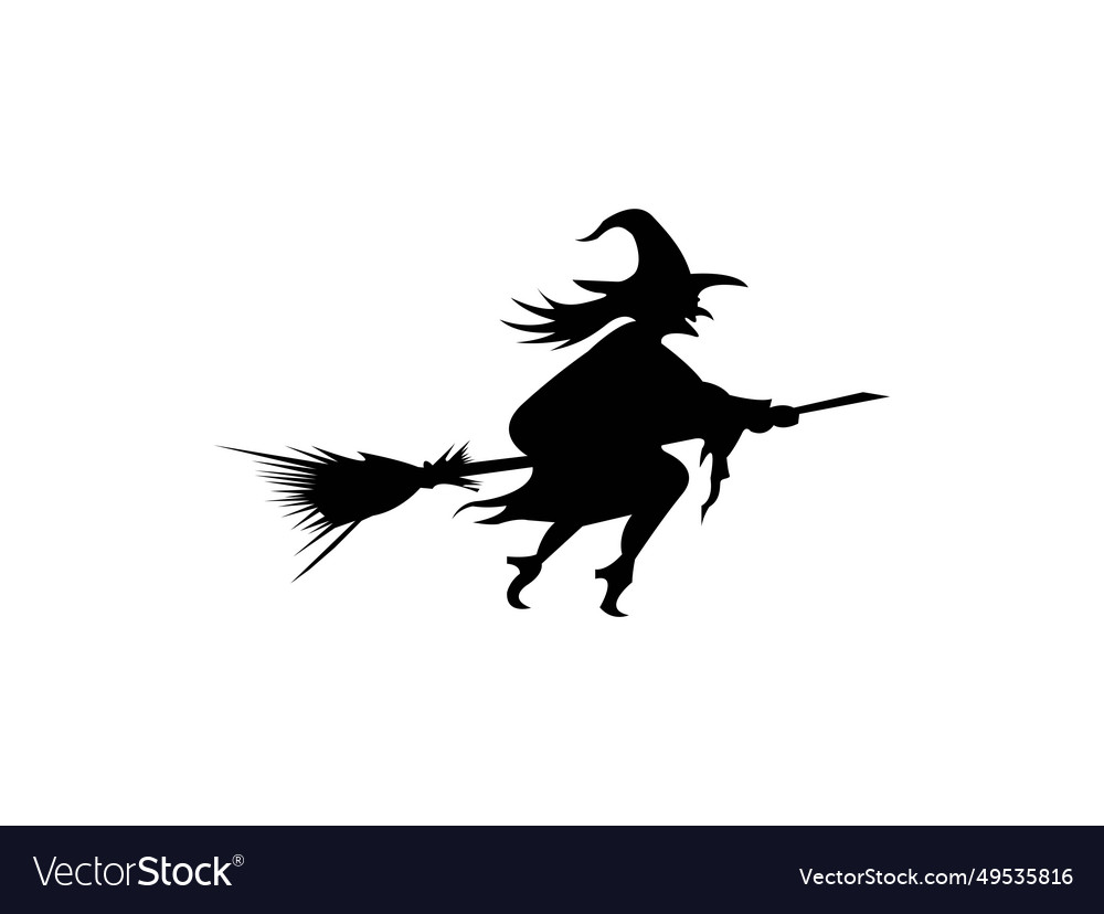 Halloween witch riding broom Royalty Free Vector Image