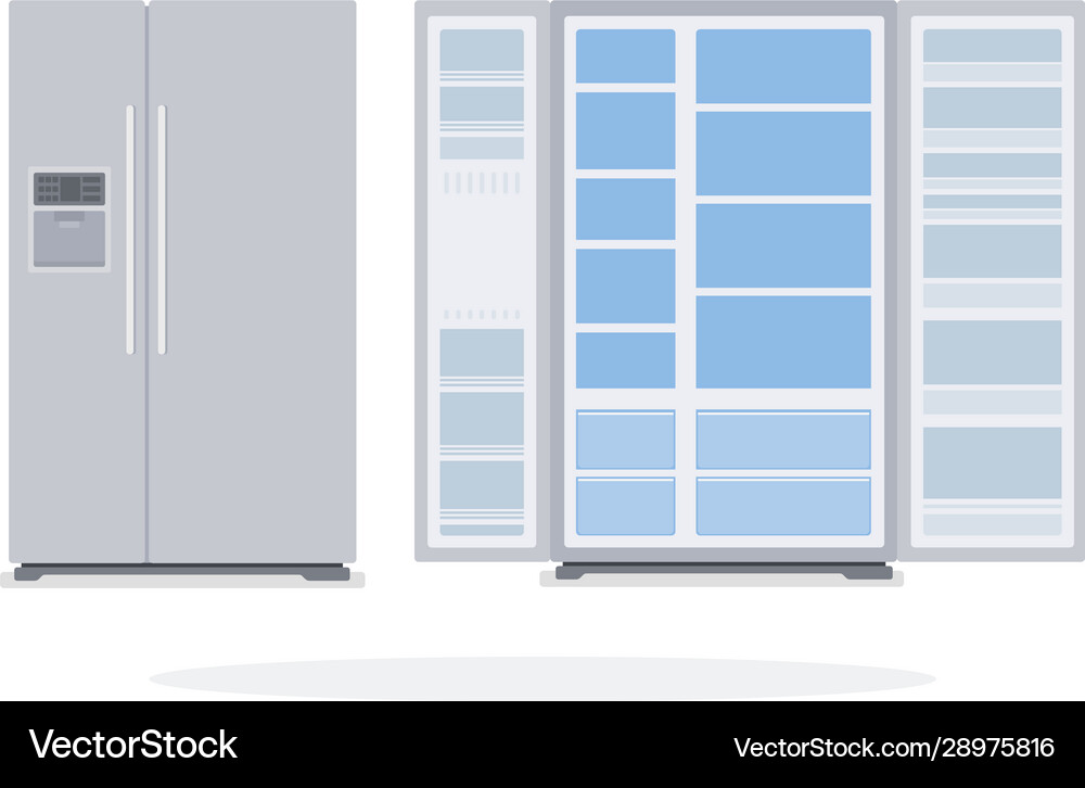 Indoor and outdoor empty refrigerator with two Vector Image