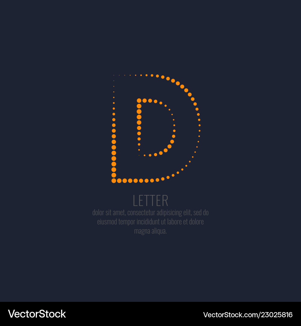 Modern dotted letter d latin alphabet Royalty Free Vector