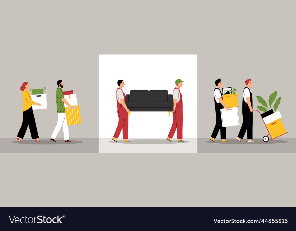 Moving flat set Royalty Free Vector Image - VectorStock