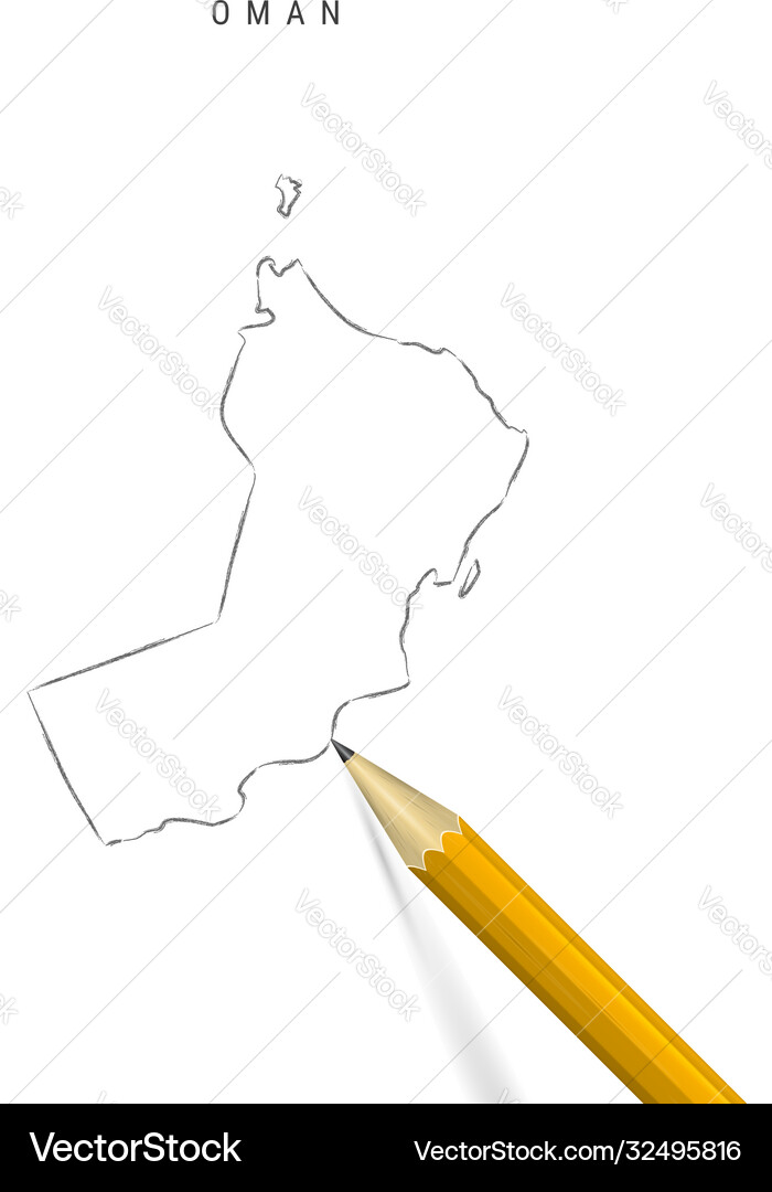 Oman freehand sketch outline map isolated Vector Image