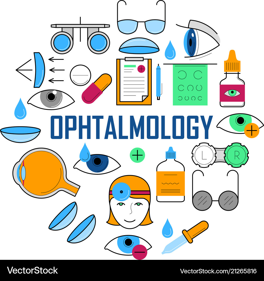 Ophthalmology concept with thin line icons Vector Image