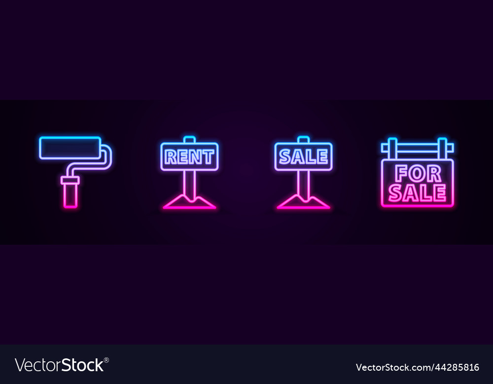 Set line paint roller brush hanging sign Vector Image Set line paint roller brush hanging sign Vector Image