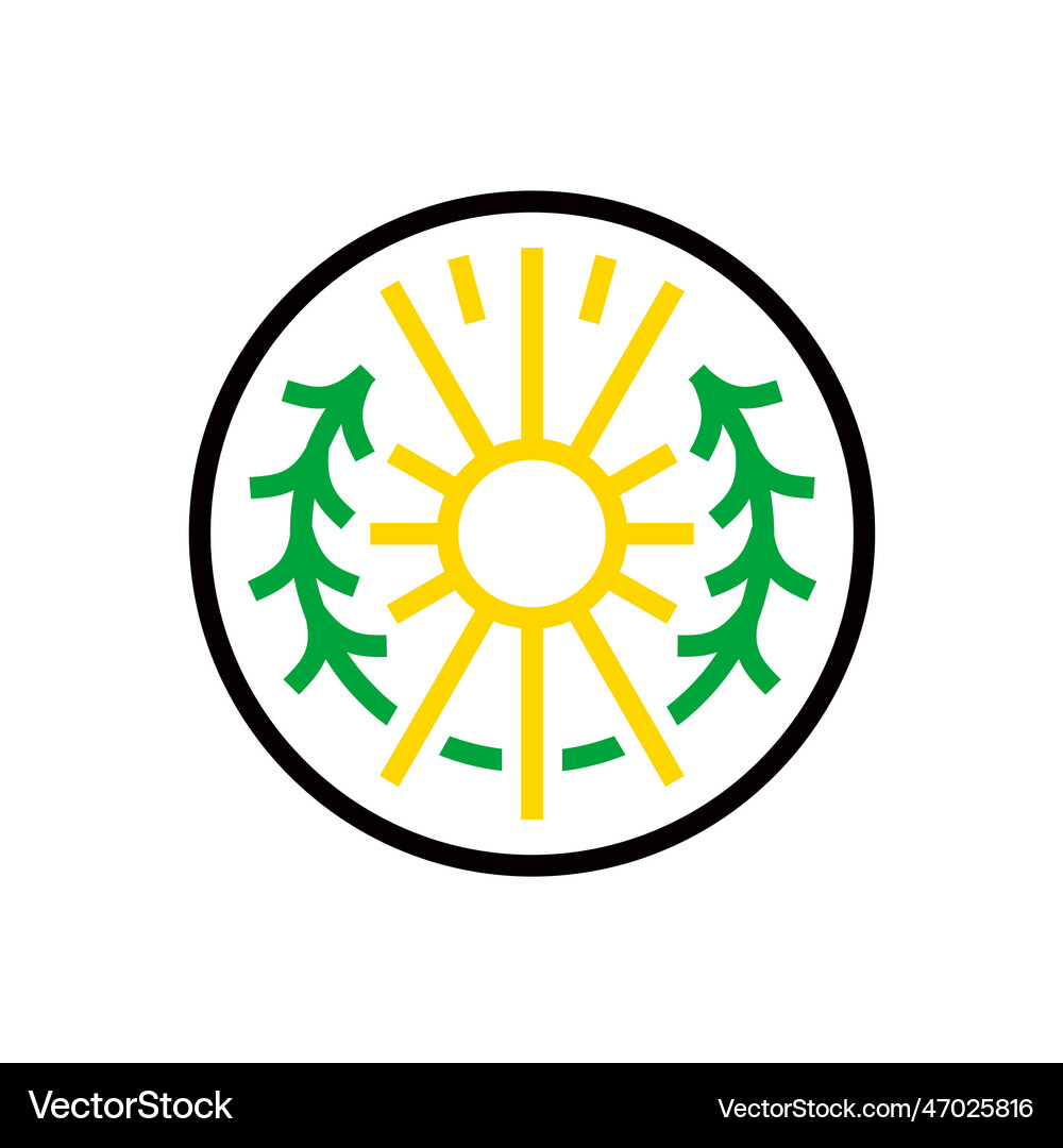 Sunrise evergreen in the circle shape Royalty Free Vector