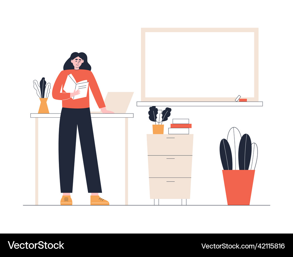 Teacher in classroom conduct lesson Royalty Free Vector