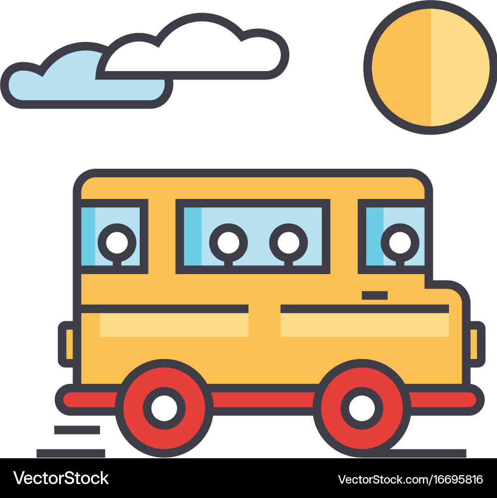 Travel bus concept line icon editable Royalty Free Vector