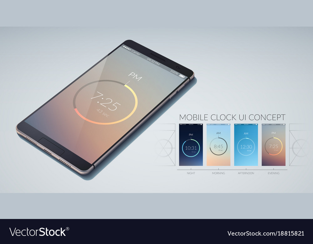 Clock ui design concept Royalty Free Vector Image
