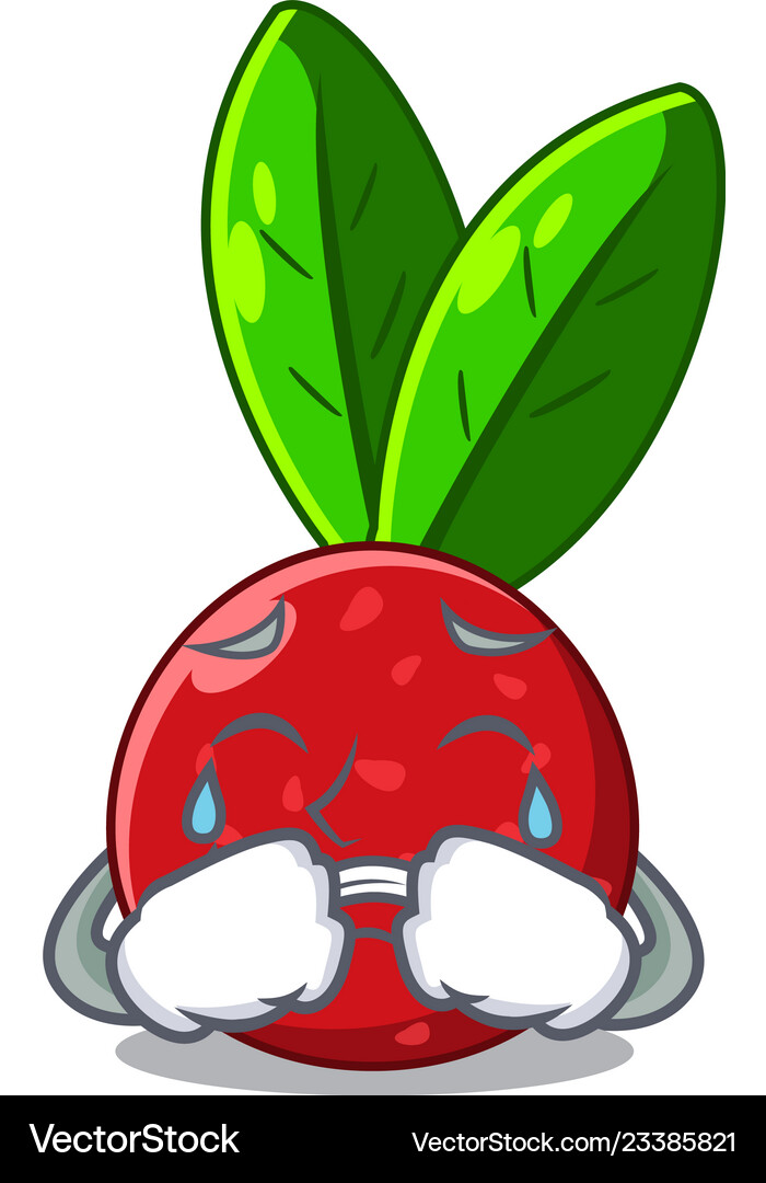 Crying fruit yangmei in the cartoon fridge Vector Image