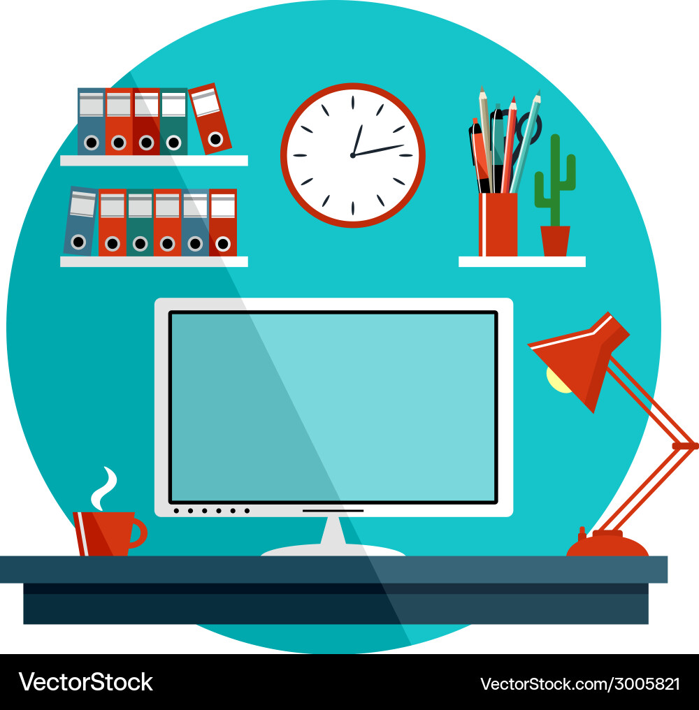 Flat with office things Royalty Free Vector Image