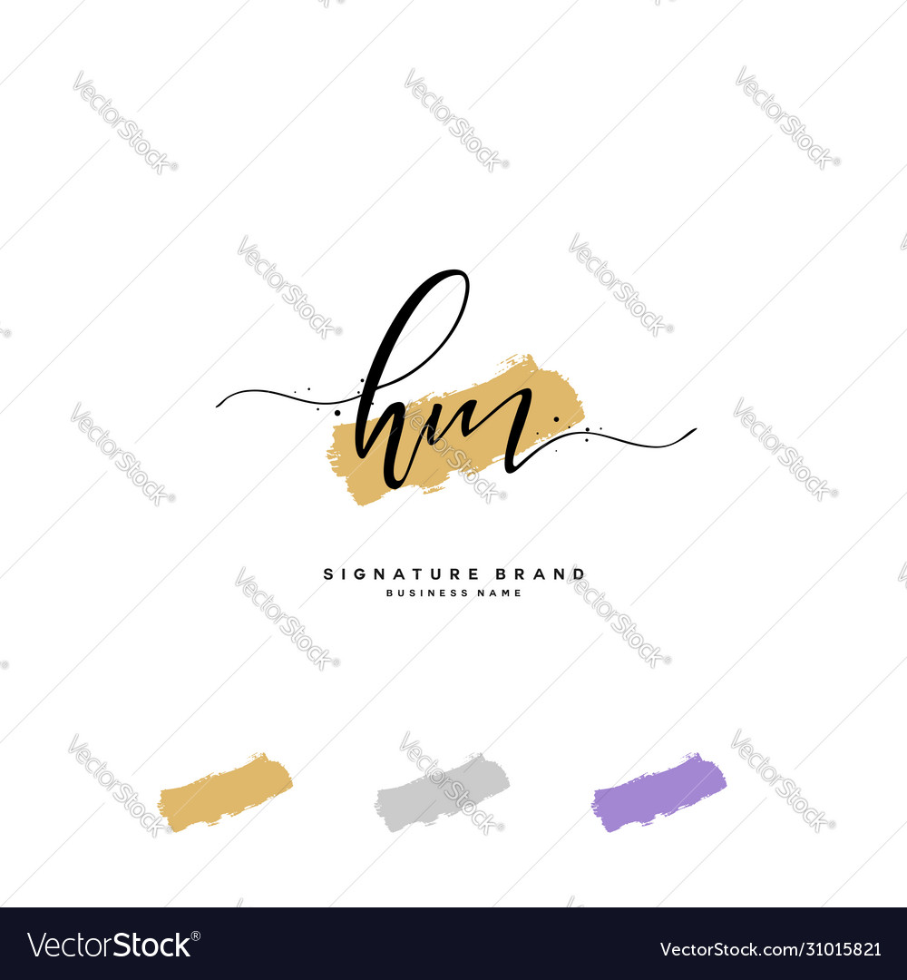 H m hm initial letter handwriting and signature Vector Image