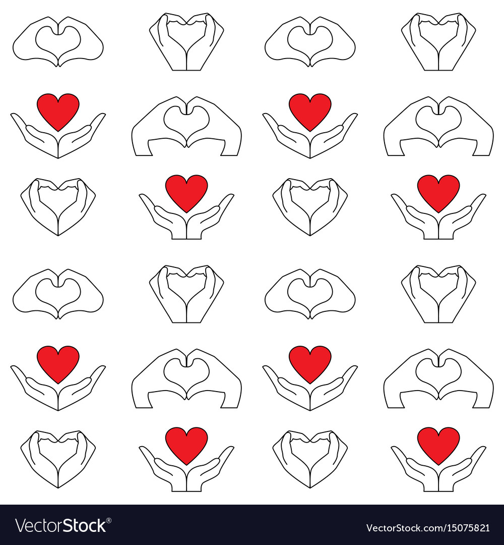 Hand and heart pattern Royalty Free Vector Image