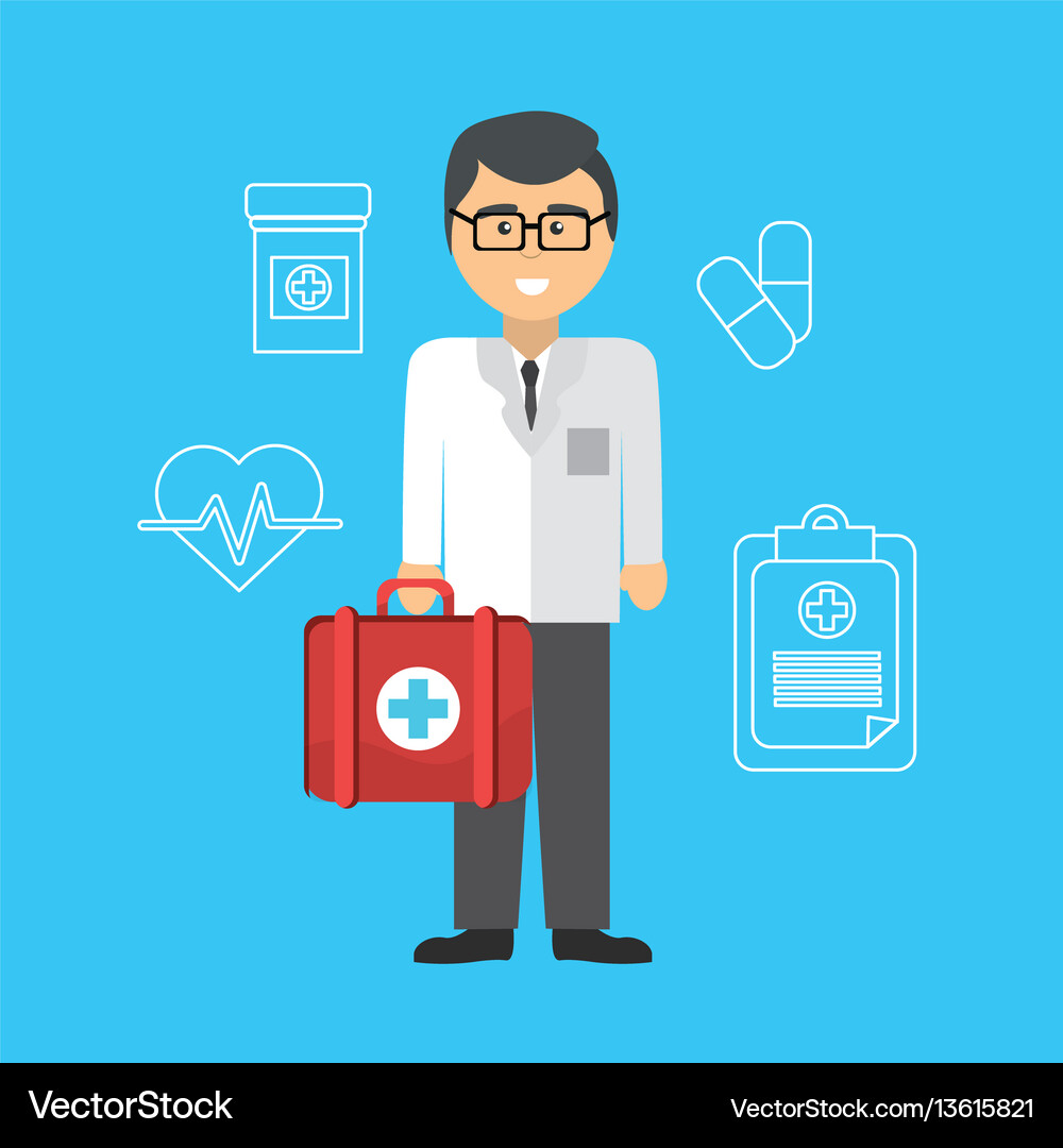 Hospital doctor with his tools icon Royalty Free Vector