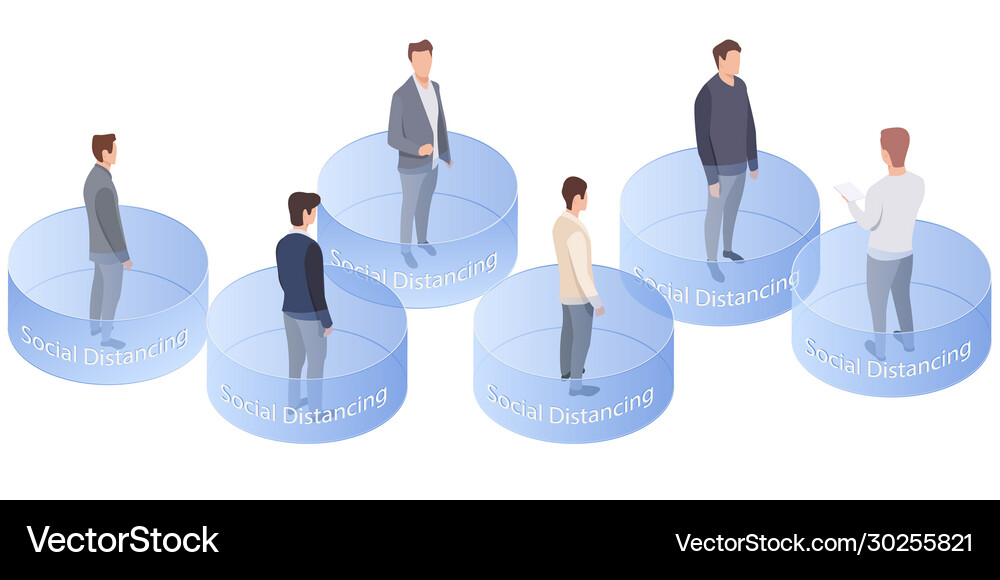 Isometric social distancing people keeping Vector Image