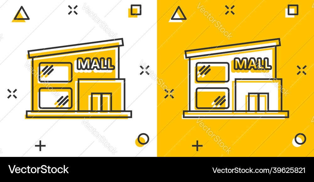 Mall icon in comic style store cartoon on white Vector Image