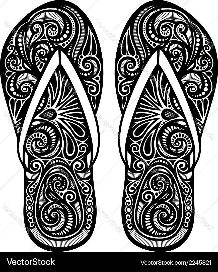 Ornate women s slippers Royalty Free Vector Image