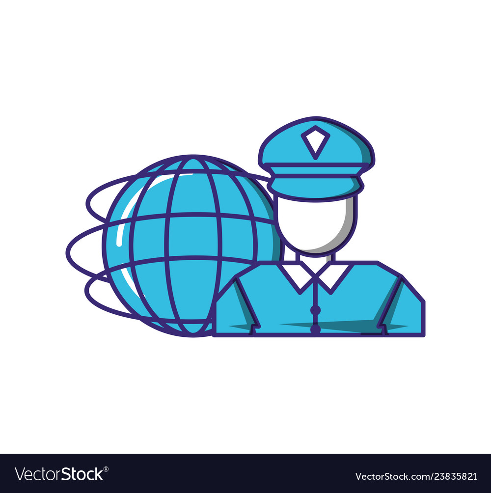 Security agent with sphere planet Royalty Free Vector Image