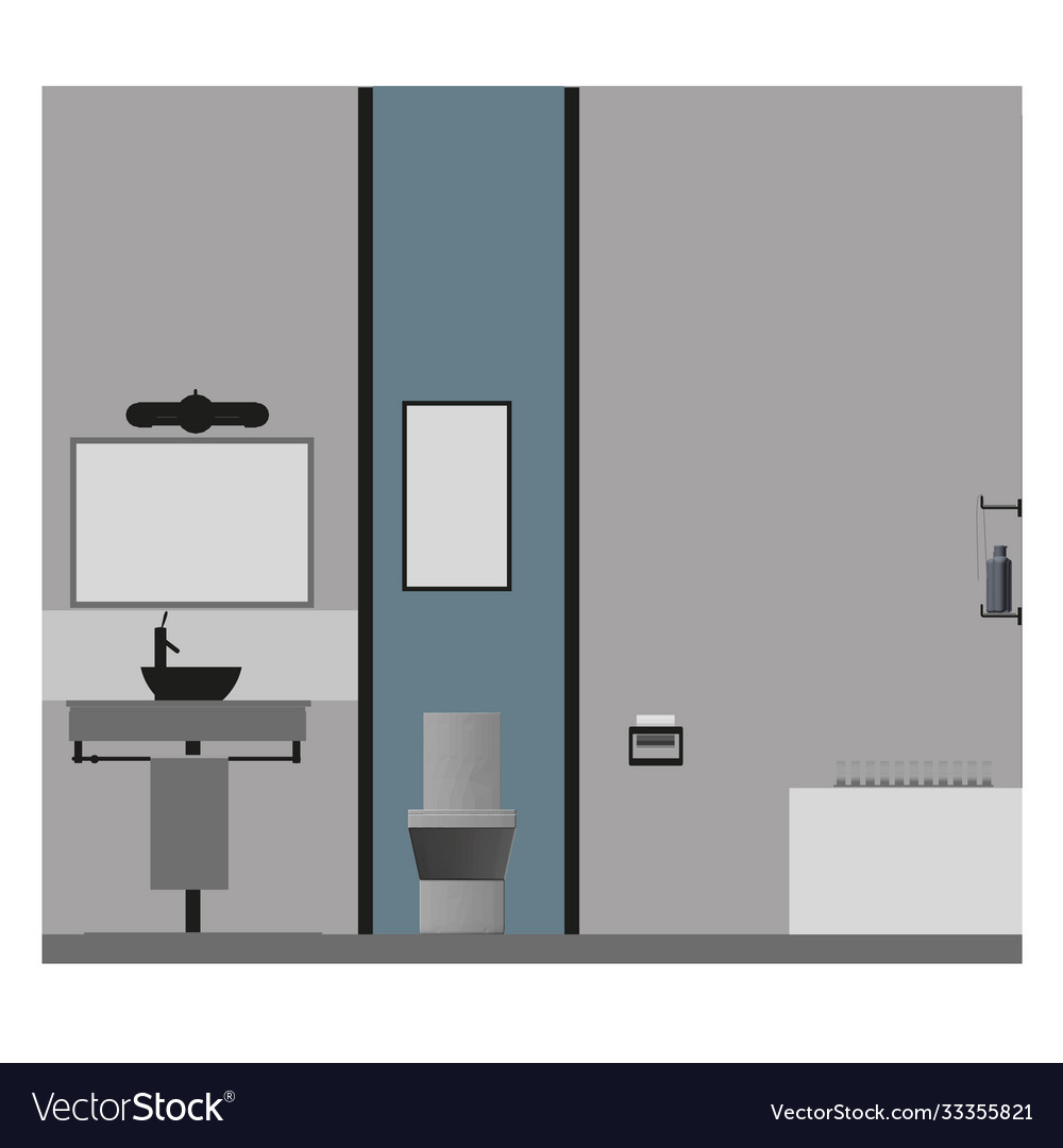 Simple bathroom interior front view Royalty Free Vector