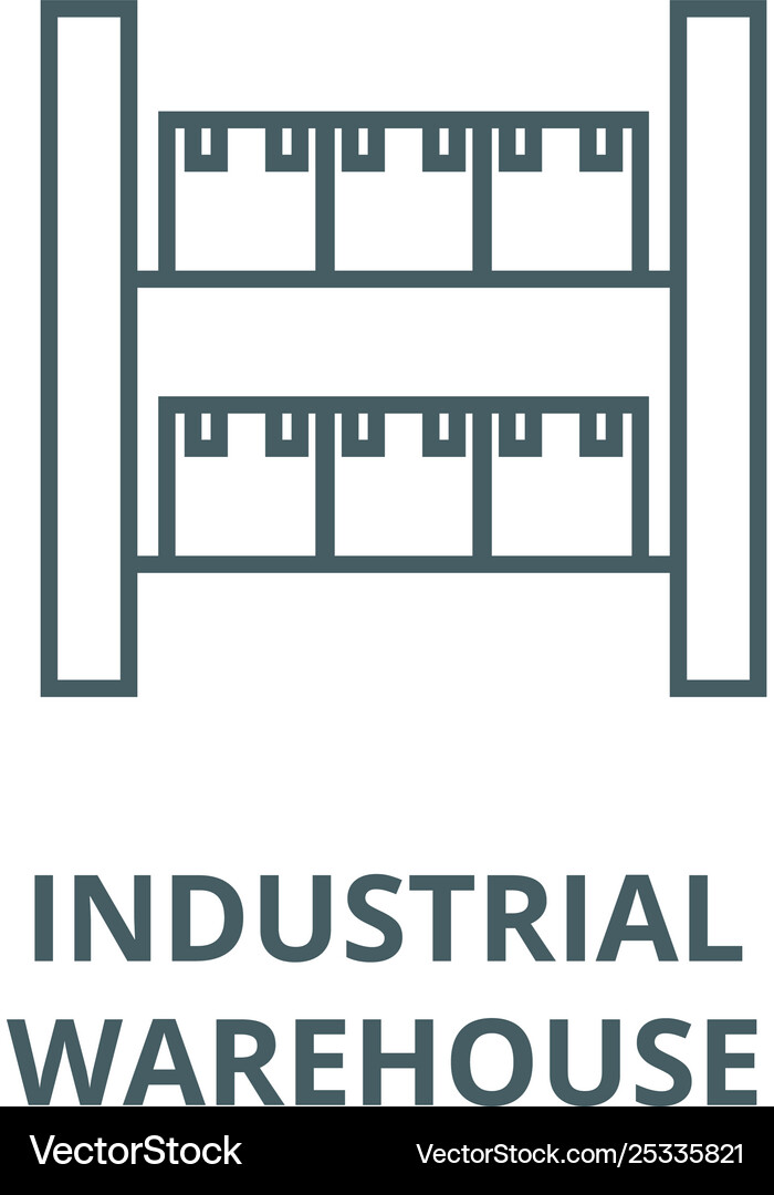 Stock industrial warehouse line icon Royalty Free Vector