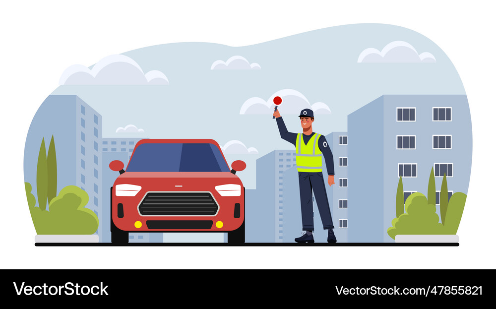 Traffic policeman at street concept Royalty Free Vector