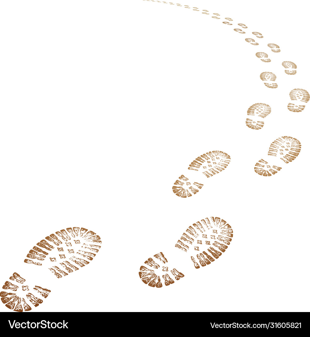 Trail grunge footprints fading into horizon Vector Image