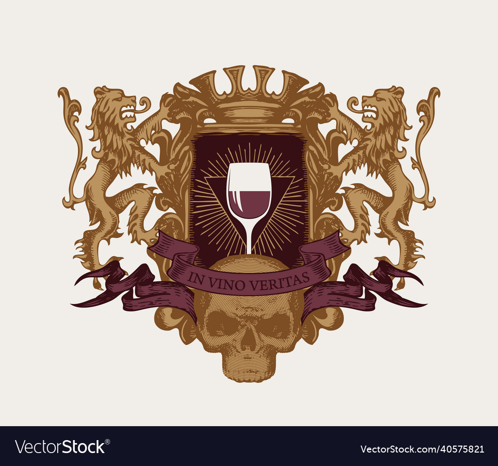 Vintage Hand Drawn Coat Of Arms For Wine Vector Image