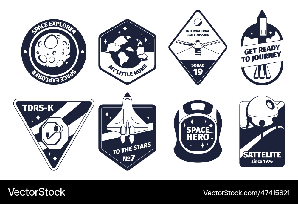 Vintage space emblem retro monochrome labels Vector Image