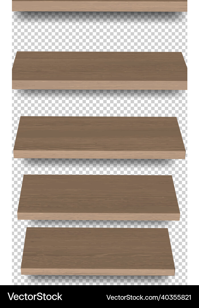 Wooden shelf on a transparent background isolated Vector Image