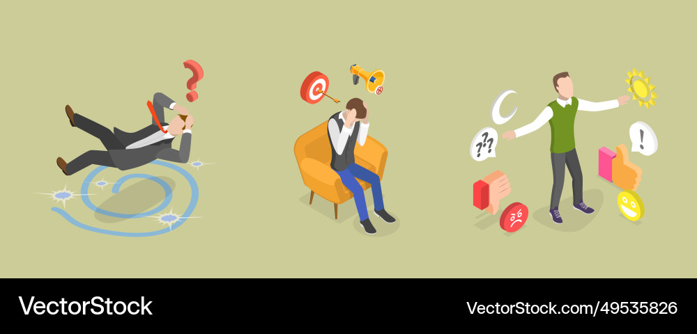 3d isometric flat of attention Royalty Free Vector Image