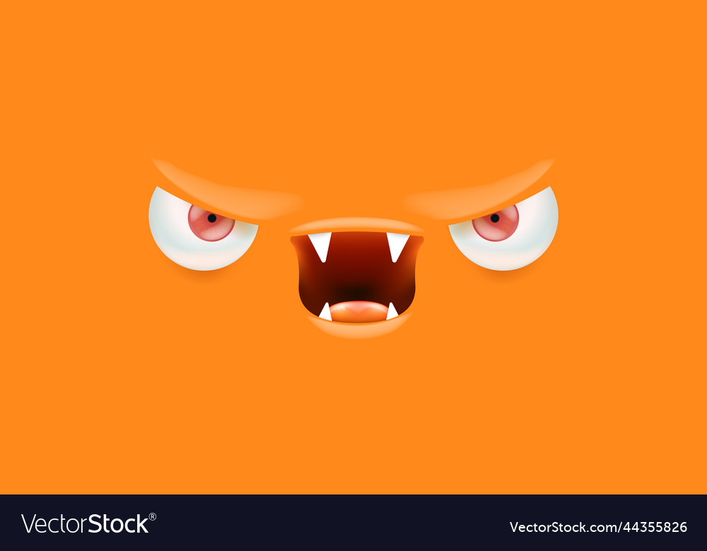 Angry orange monster face with open mouth Vector Image
