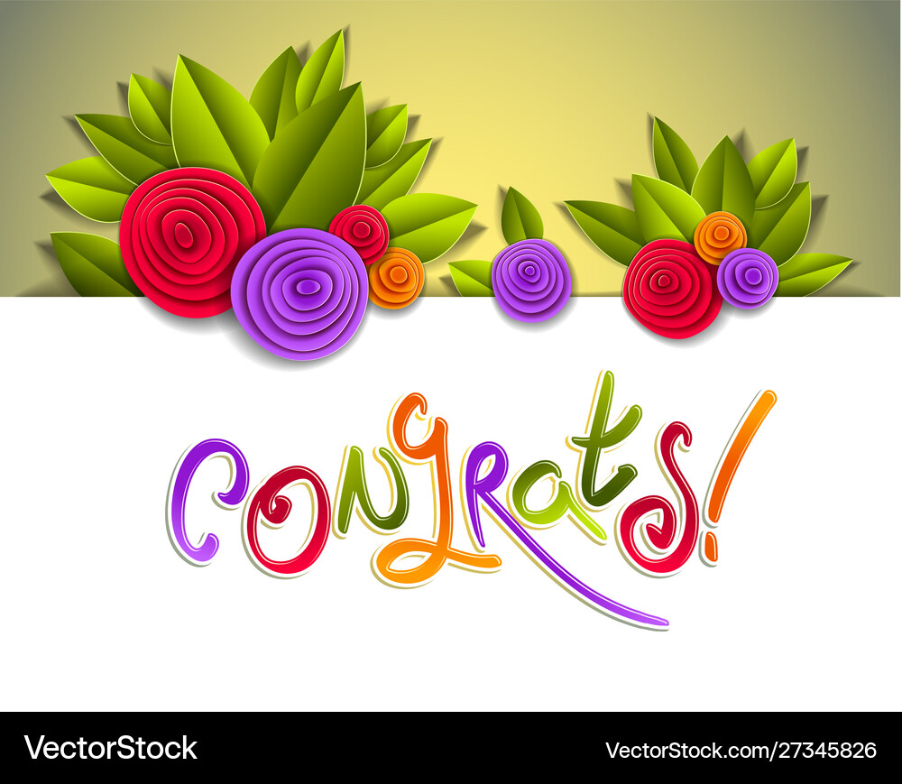 Congratulation congrats greeting card with fresh Vector Image