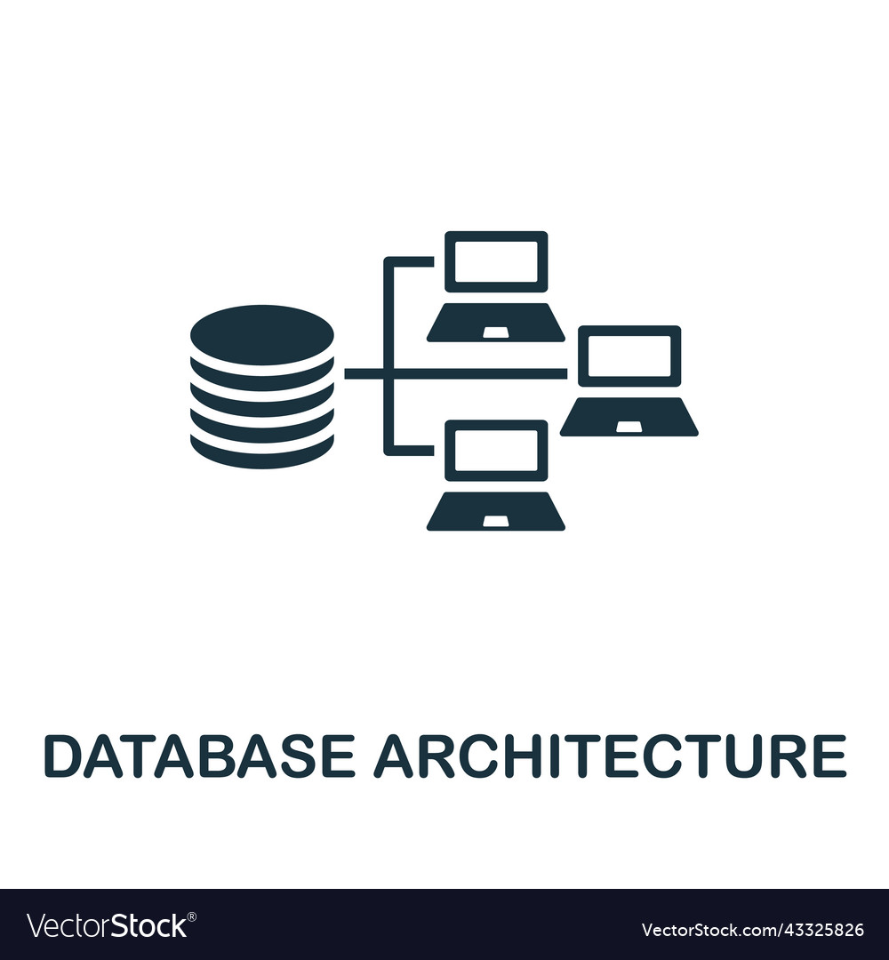 Database architecture icon monochrome simple line Vector Image Database architecture icon monochrome simple line Vector Image