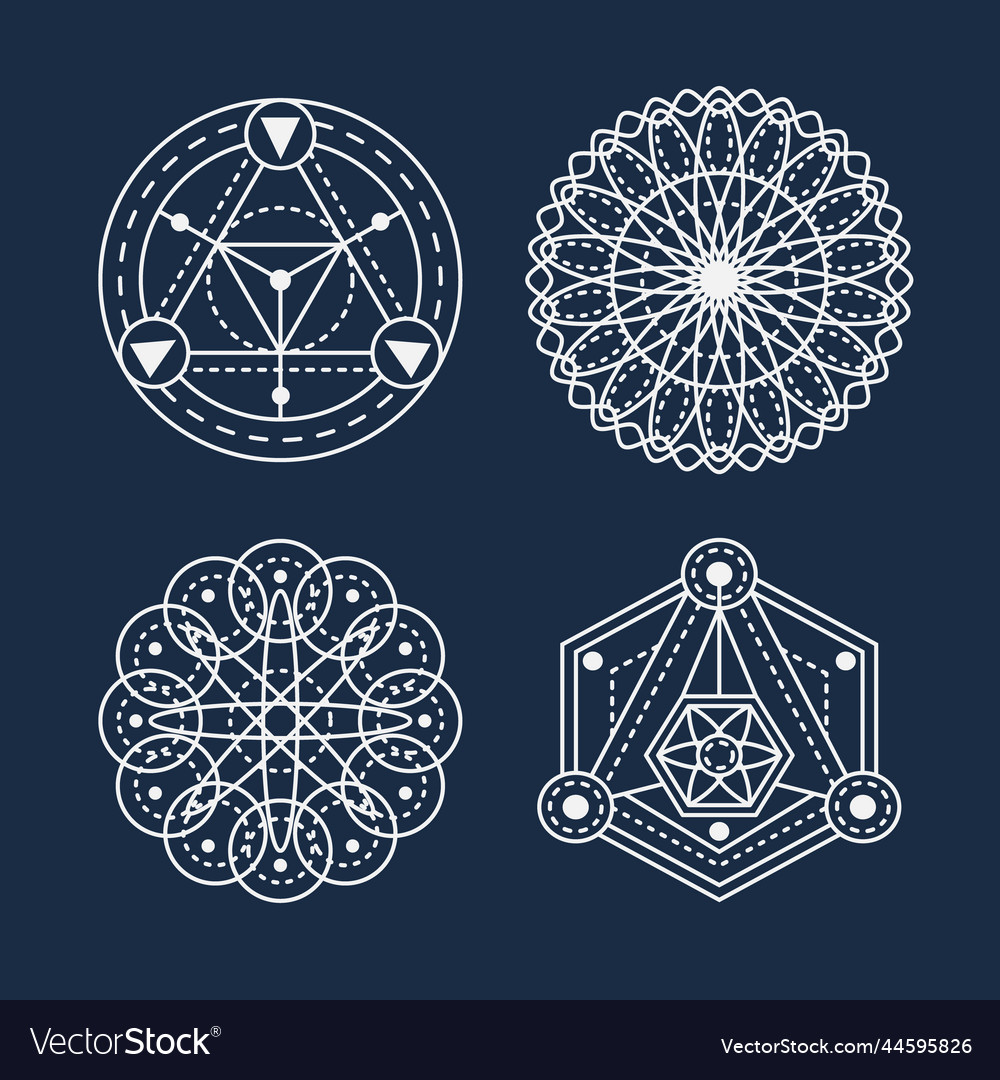 Hand drawn sacred geometry element set Royalty Free Vector